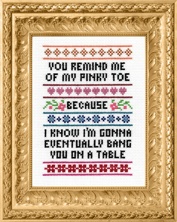 PDF: You Remind Me of My Pinky Toe by Mr. Stevers – Subversive Cross Stitch
