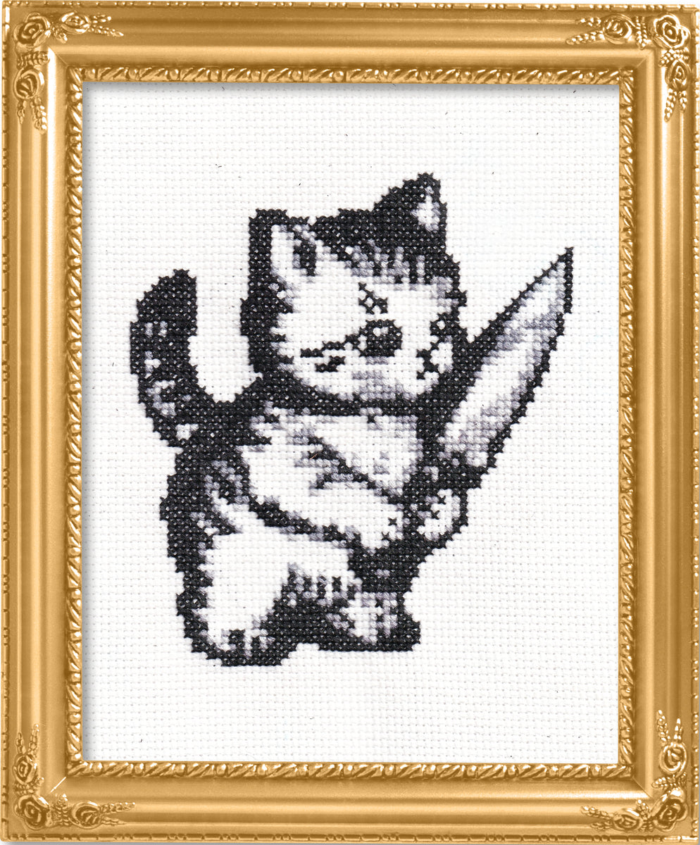 Stabby/Evil Kitty from Strike Gently – Subversive Cross Stitch